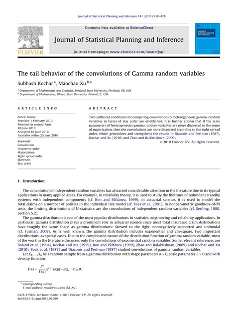Pdf The Tail Behavior Of The Convolutions Of Gamma Random Variables