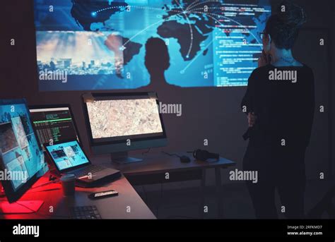 Cybersecurity Woman Thinking And Global Network Tech For Phishing Ransomware And Cyber