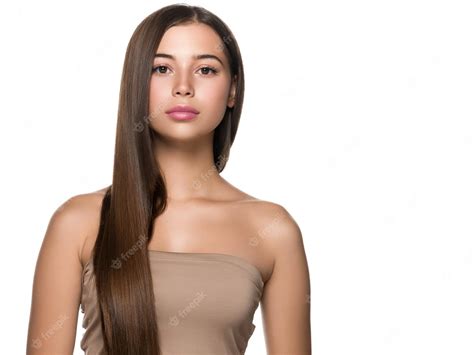 Premium Photo Smooth Hair Woman Long Hair Beauty Girl With Pink Lips