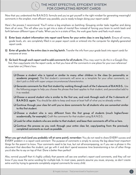 Report Card Comments Examples