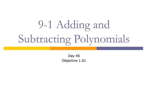 Adding And Subtracting Polynomials Ppt