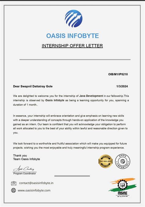 Swapnil Gole On Linkedin Internshipjourney Internship Javadevelopment Learningexperience