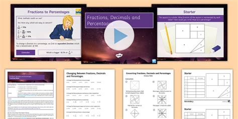 Fractions Lesson Fractions Decimals And Percentages