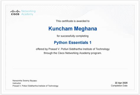 Python Cisco Certification Pythonprogramming Learning Meghana