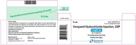 Verapamilhydrochloride Injection Usp Ampule Single Dose Vial Protect