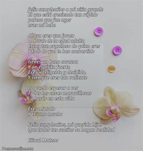 5 Poemas de Cumpleaños para mi Hija Mayor Poemas Online
