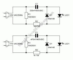 AC Powered LED Simple Circuit Diagram