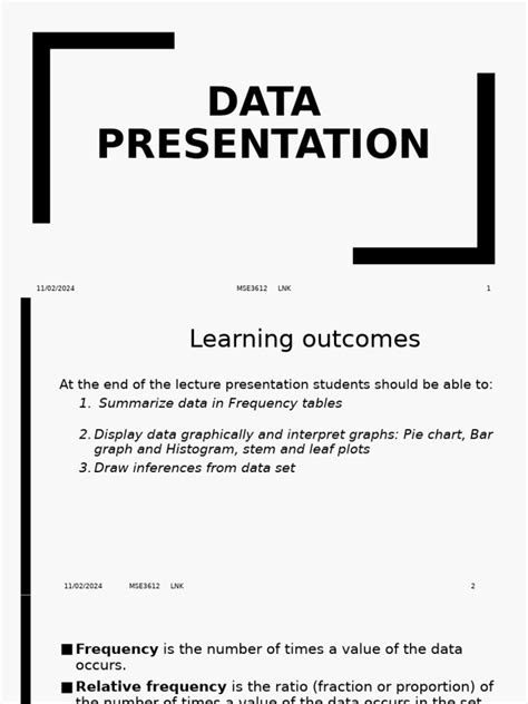 Lesson 6 Descriptive Statistics Data Representation Pdf Teaching Methods And Materials