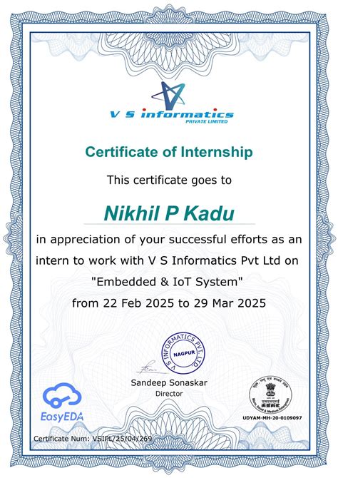 embeddedsystems internshipjourney iot electronicsengineering grateful nikhil kadu