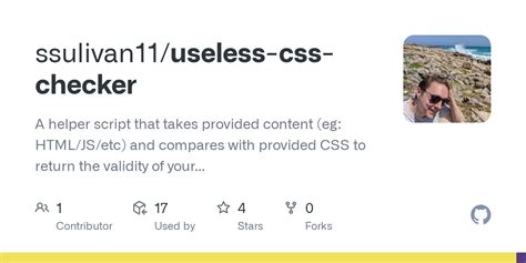 Github Ssulivan11useless Css Checker A Helper Script That Takes Provided Content Eg Html