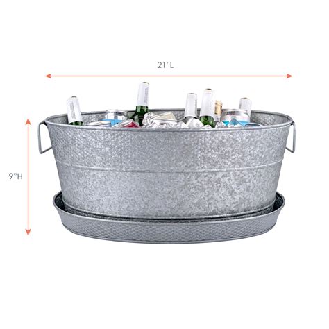 Aspen Metal Beverage Tub With Tray Galvanized Metal Brekx Brekx