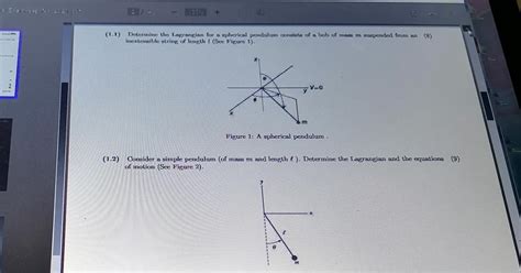Solved Es 11 Determine The Legrangian For Spheric