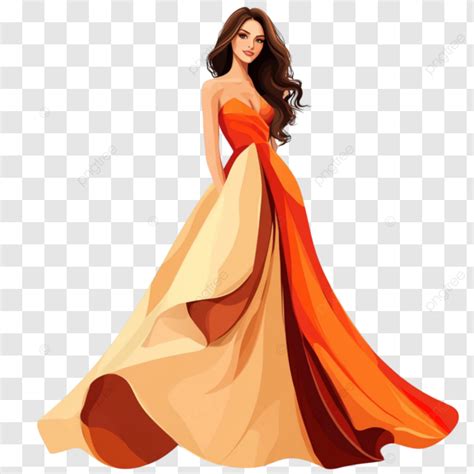 Long Evening Dress Made Autumn Leaves Watercolor White Background Long