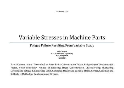 Variable Stresses In Machine Parts Pdf