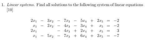 Solved Linear Systems Find All Solutions To The Chegg
