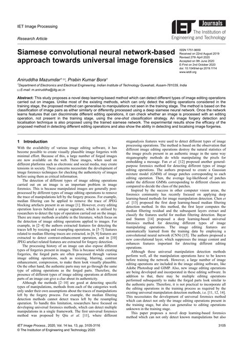 Pdf Siamese Convolutional Neural Network Based Approach Towards Universal Image Forensics