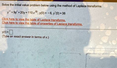 Solved Solve The Initial Value Problem Below Using The Method Of
