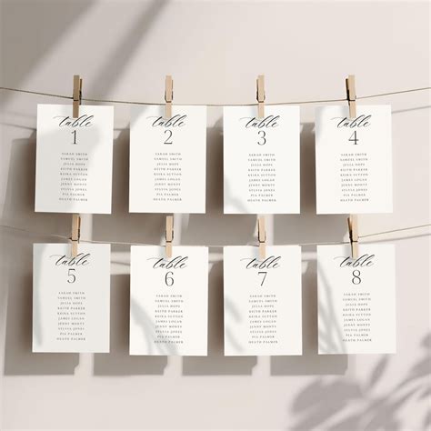 Rehearsal Dinner Table Assignment Sign Editable Seating Chart Template