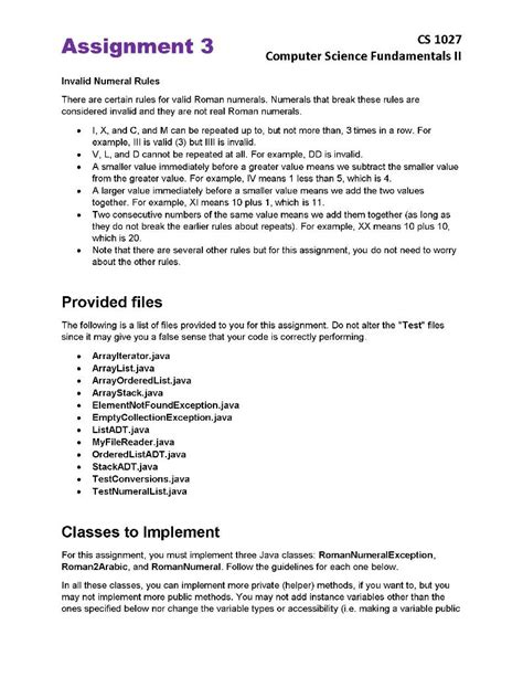 assignment 3 cs 1027 computer science fundamentals ii