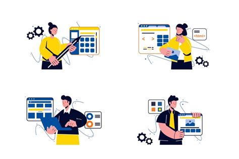 Premium Vector Concept Web Design With People Four Scenes In The Flat