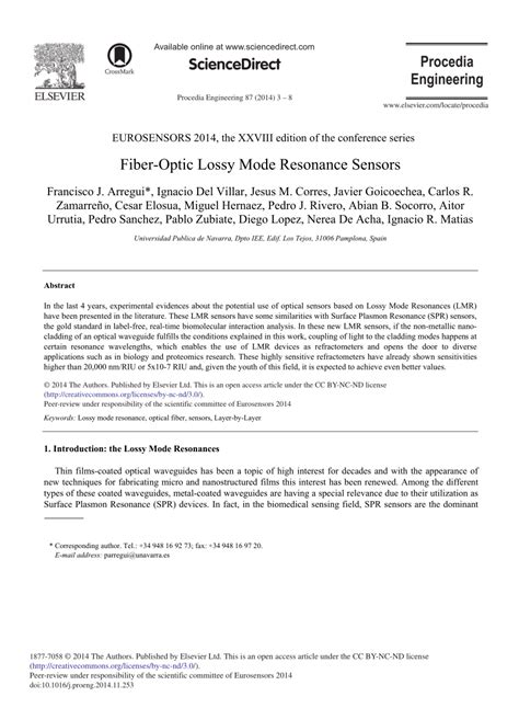 Pdf Fiber Optic Lossy Mode Resonance Sensors