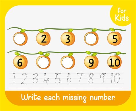 Write Each Missing Number Worksheet 367970 Vector Art At Vecteezy