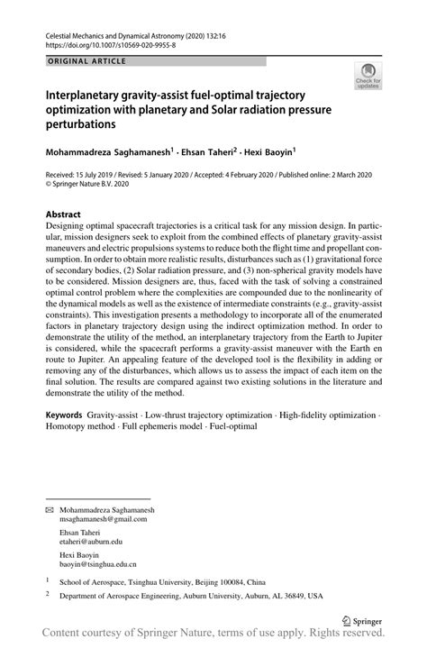 Interplanetary Gravity Assist Fuel Optimal Trajectory Optimization With
