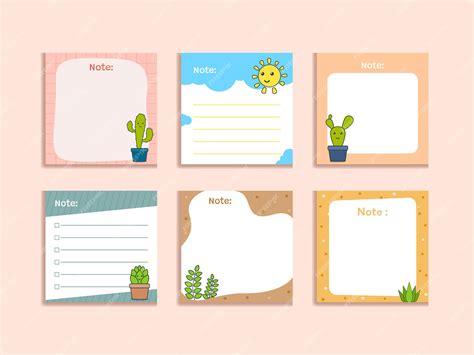Premium Vector Cute Sticky Notes Template Cute Notepad Vro