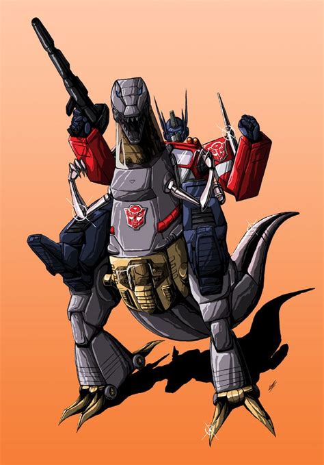 Optimus Prime Riding Grimlock