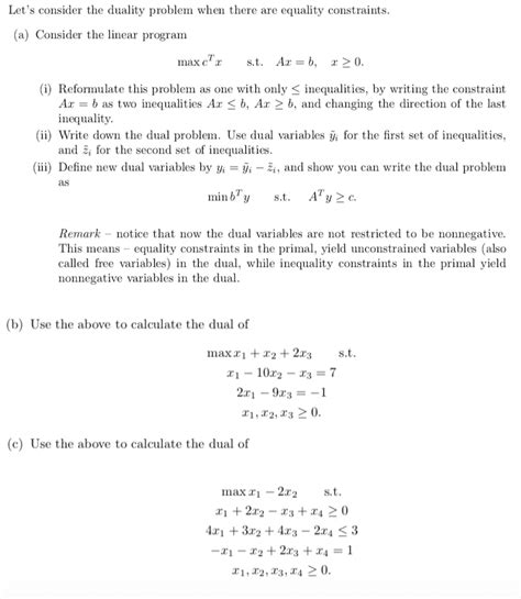 Solved Let S Consider The Duality Problem When There Are Chegg