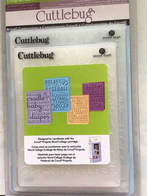 New Cuttlebug Set 4 Word Collage Embossing Folders Etsy