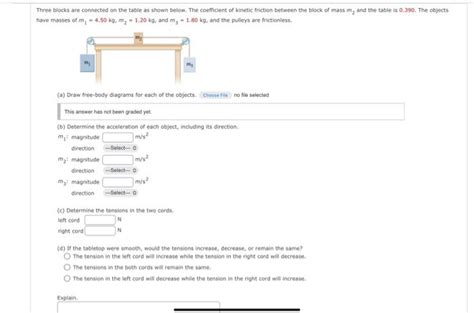 solved hree blocks are connected on the table as shown