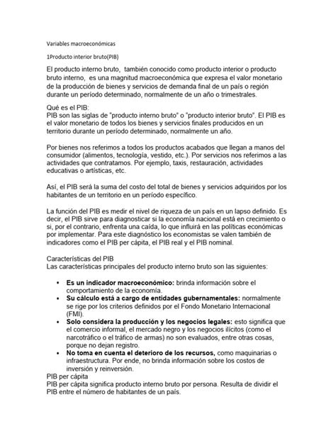 Variables Macroeconómicas Descargar Gratis Pdf Inflación Producto