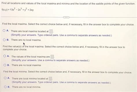 Solved Find All Locations And Values Of The Local Maxima And