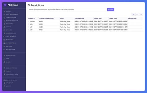 Subscriptions Heroic Labs Documentation