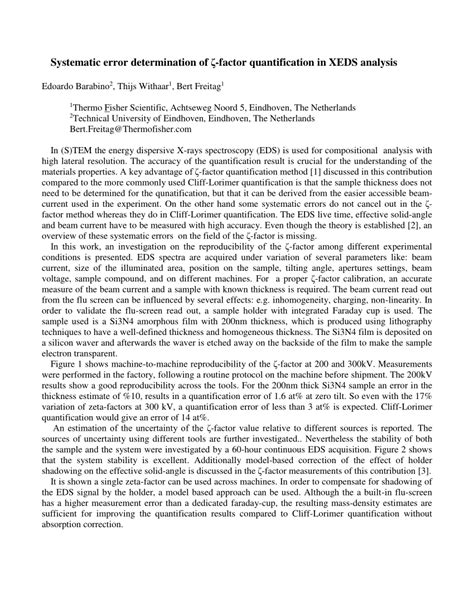 Pdf Systematic Error Determination Of ζ Factor Quantification In Xeds Analysis