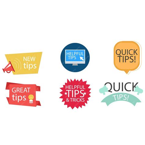Premium Vector Quick Tips Label Vector Set Modern Style For Tooltip Badge Solution And Advice