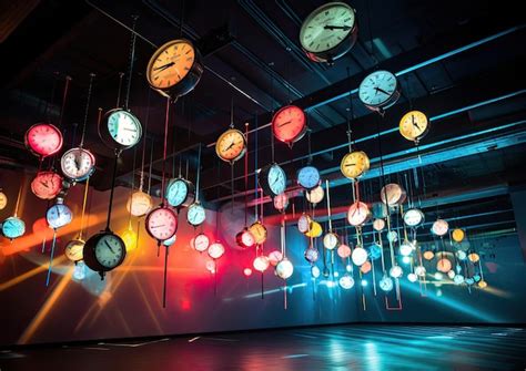 Premium Photo An Installation Art Piece Consisting Of Multiple Timer