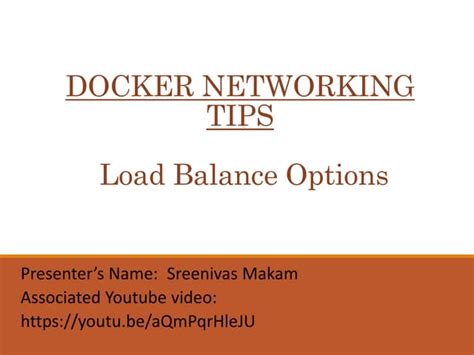 Docker Networking Tip Load Balancing Options Ppt