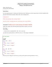 Module Checkpoint Docx ENGG Computer Programming II COMP Programming Technologies