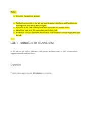 Lab Introduction To AWS IAM Instructions Docx Note O Chrome Is The Preferred Browser O The