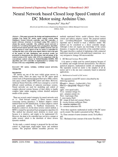 Neural Network Based Closed Loop Speed Control Of Dc Motor Using
