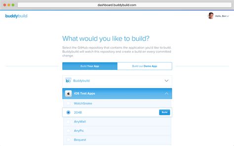 Install Buddybuild · Integrations Directory · Github
