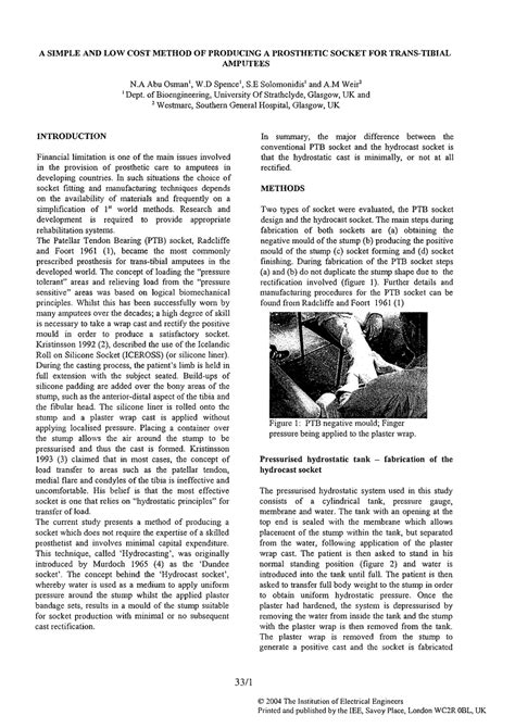 Pdf A Simple And Low Cost Method Of Producing A Prosthetic Socket For Trans Tibial Amputees