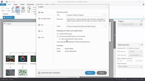 Getting Started With Articulate Storyline 2 How To Publish Your Course Youtube