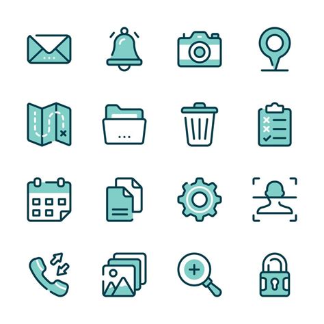 a collection of modern icons representing essential web application