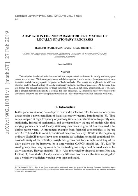 Pdf Adaptation For Nonparametric Estimators Of Locally Stationary Processes