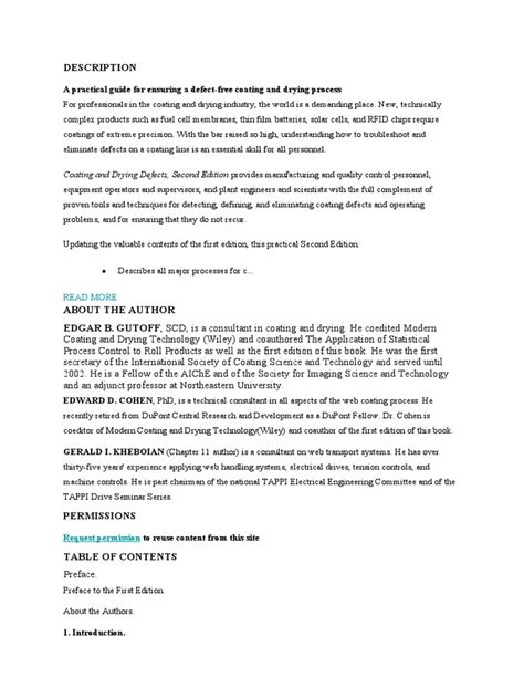 Coating And Drying Defects Troubleshooting Operating Problems 2nd Edition Pdf