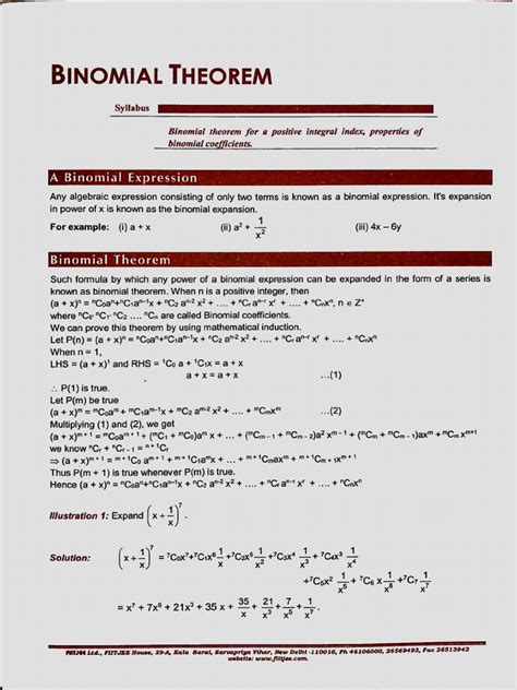 binomial theorem part 1 pdf
