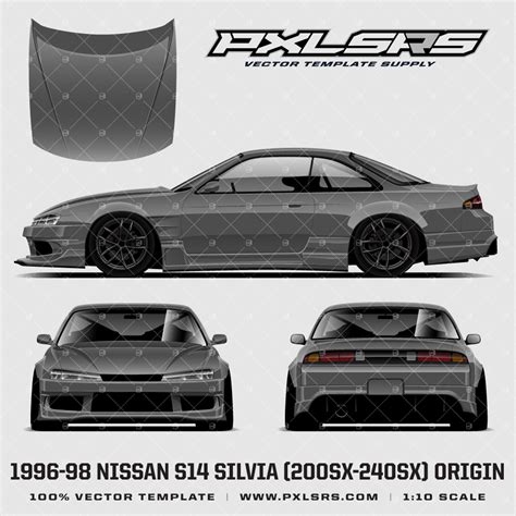 1996 1998 Nissan S14 Silvia Kouki 200sx 240sx Origin Labo Drift Vector Template Pixelsaurus